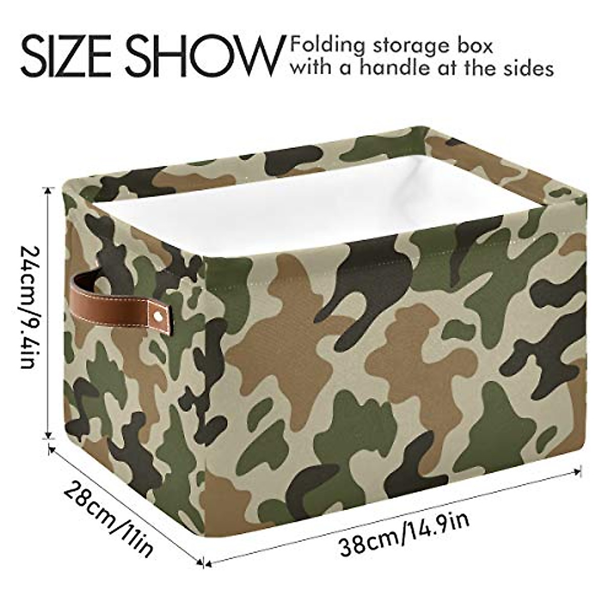 Storage Basket Cube Miltary Camo Camouflage Large Collapsible Toys Storage Box Bin Laundry Organizer for Closet Shelf Nursery Kids Bedroom,15x11x9.5 in,1 Pack