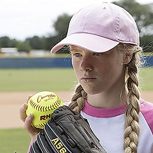 Champion Sports 11" Syntex Leather Cover Softballs - Poly Core - Medium Compression - NFHS Approved - Raised Seams - Optic Yellow - Pack of 12