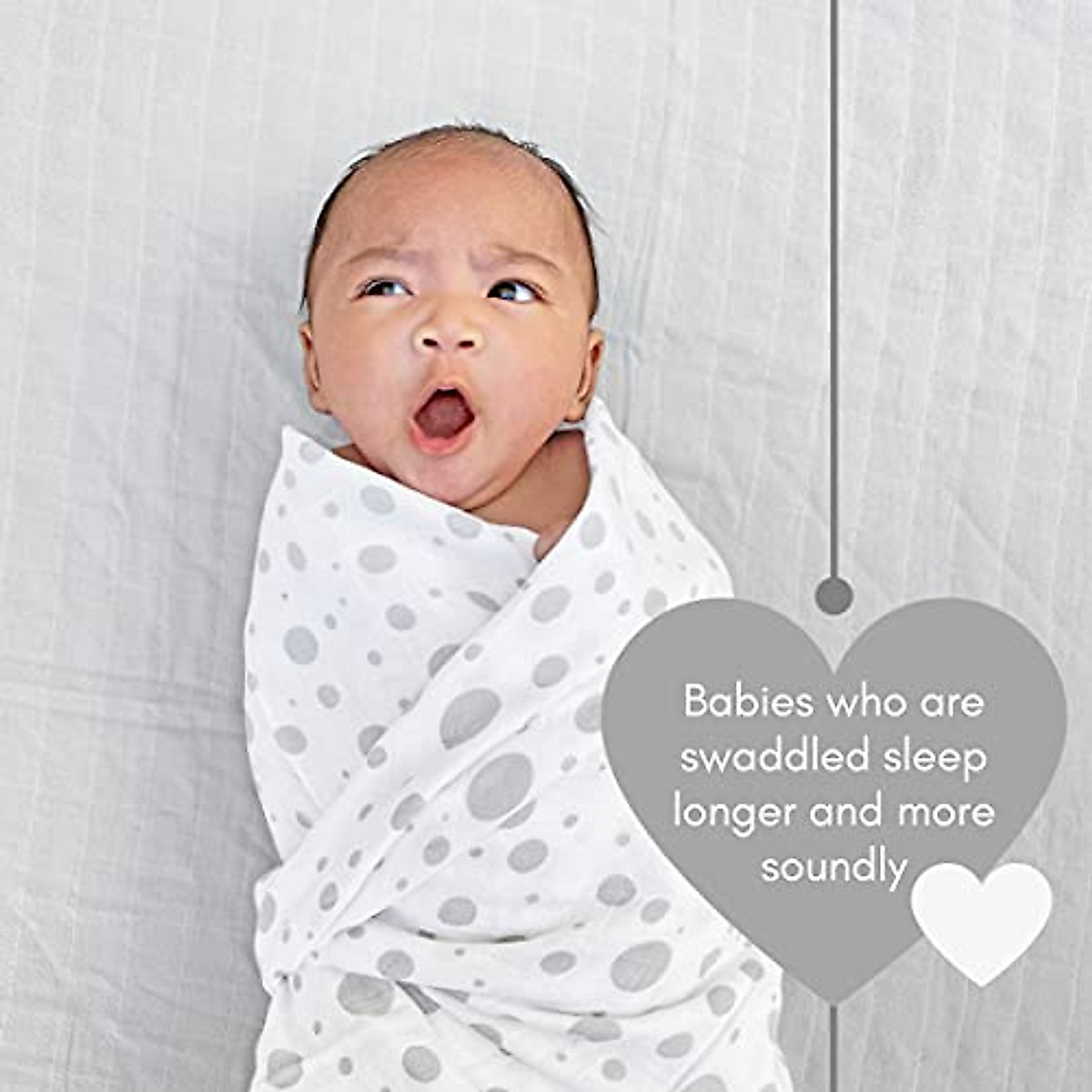 MOZAH Organic Muslin Swaddle Blankets - Baby Extra Large 47x47 inches - Baby Swaddle Blanket - Stars, Stripes, Dots, Grey - Unisex Muslin Blankets Girl or Boys