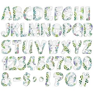 120 Pcs Succulent Bulletin Board Letters Bold Block Letters Numbers Punctuation Succulent Eucalyptus Classroom Decor Rustic Boho Plant Letters Number Accents Cutout with 7 Glue Point Dots for Office
