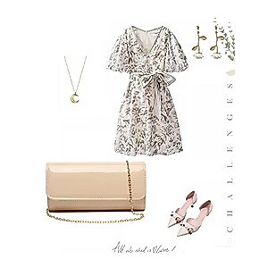 FIVE FLOWER Patent Leather Envelope Clutch Purse Shiny Candy Foldover Clutch Evening Bag for Women (Nude-2)