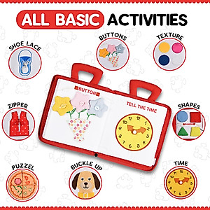 Jurns Quiet Book for Toddlers 1-3 Years Old - Montessori Travel Toys for Kids - Soft Cloth Children Book - Quiet Toys for Boys and Girls - Sensory Toddler Activities Book - Kid’s Gift Idea