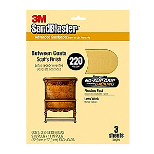 3M 20220-G Sandblaster Between Coats Sandpaper, 220 Grit, 220-Grit, 3 Count