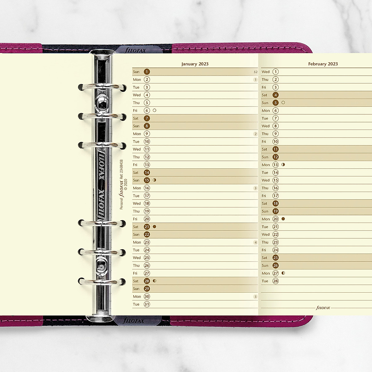 Filofax Refill, Personal/Compact Size, Vertical Year Planner, Cotton Cream Paper, English, 2023 (C68408-23) (68408-2018)