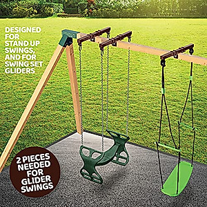 Swurfer Swingset Conversion Bracket - No Tree, No Problem, Convert Your Swingset to a Swurfset, Heavy Duty Horse Glider Bracket for Swing Set Attachment (Brown (2 Pack))