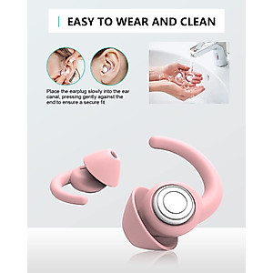 Ear Plugs for Sleeping Noise Cancelling & Reduction Silicone, 2 Pairs Reusable Sleep Ear Plugs,Hearing Protection Earplugs Sound Blocking for Concerts,Motorcycle,Work(Pink)