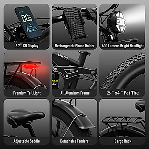 Dakeya Electric Bike for Adults, Ebikes Dual Motor, 2000w Fat Tire Ebike 35mph Dual Motor Electric Bike with Removable 48v, All Terrain Ebikes for Adults, Full Suspension 26" Awd E Bike 22.4ah Battery