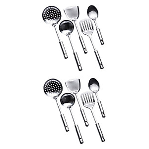 Abaodam 10 Pcs chef utensils cooking tools metal spatula stainless steel cookware stainless steel kitchen utensils stainless steel cooking utensils metal spoons seven piece set non stick