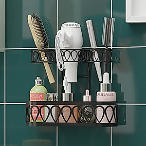 GILLAS Hair Tool Organizer, Hair Dryer and Styling Holder Organizer Wall Mounted/Countertop, Bathroom Storage for Hair Dryer, Flat Iron, Curling Wand, Hot Tools Organizer, Black