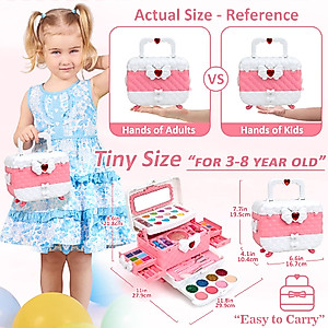 Kids Makeup Kit for Girl, Washable Makeup Kit Girl Toys, Real Little Girls Makeup Kit for Kids 4-12, Children Princess Play Makup Set, Birthday Gifts Christmas Toys for Girls 4 5 6 7 8 9 Year Old