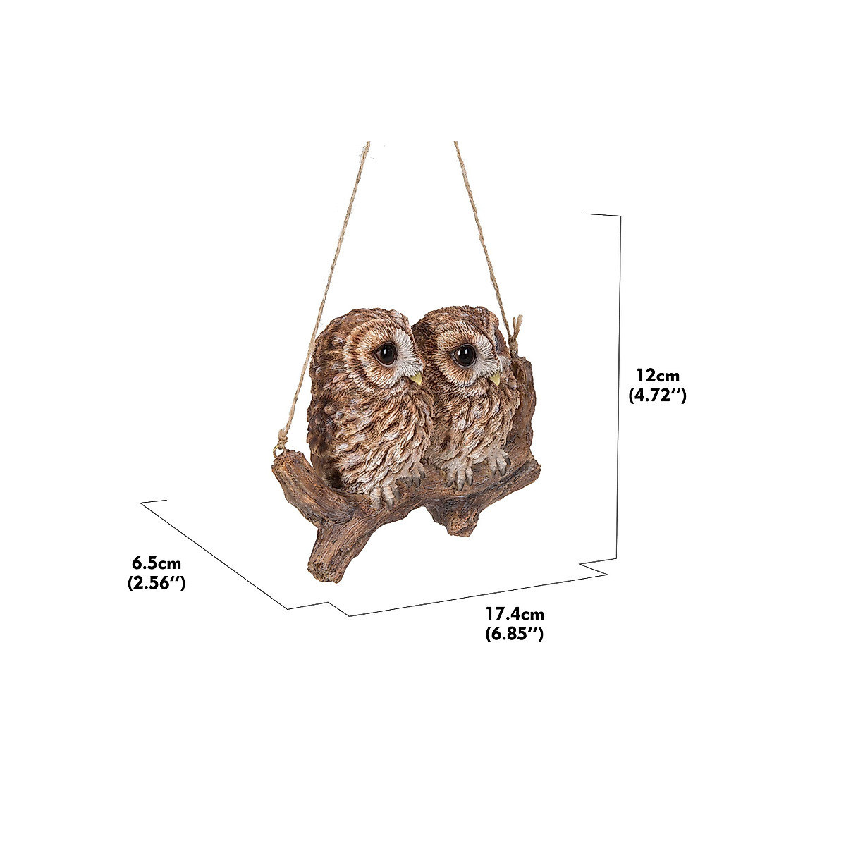 Hi-Line Gift Hanging Baby OWLETS ON A Branch, Brown
