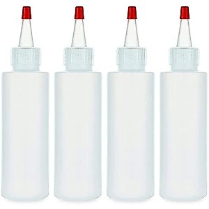 BRIGHTFROM Condiment Squeeze Bottles, 4 OZ Empty Squirt Bottle, Red Top Cap, Leak Proof - for Ketchup, Mustard, Syrup, Sauces, Dressing, Oil, Arts & Crafts, BPA FREE Plastic - 4 PACK