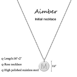 Aimber M Necklace,Initial Necklace for Women,Letter Necklace for Women(Silver,M)