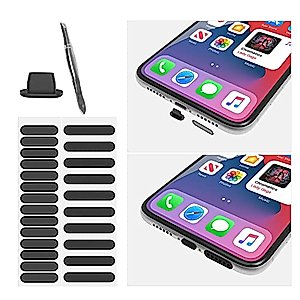 2 in 1 iPhone Anti Dust Plug Kit,Anti Dust Plug x 5, Speaker Mesh Anti Dust Proof Adhesive Sticker x 2,Dustproof Kit for iPhone 14 13 12,12 Pro,12 Mini 11,11 Pro Max,11 Pro,X,Xs Max,XR,8,8Plus,7 Plus