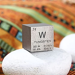 Tungsten Cube Metal Density Cubes Pure Metal High Density Element Cube for Element Collections Lab Experiment Material Hobbies Heavy Small Objects Experience (Tungsten, 1 Inch)