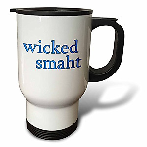 3dRose Wicked Smaht Blue Travel Mug, 14 oz, White