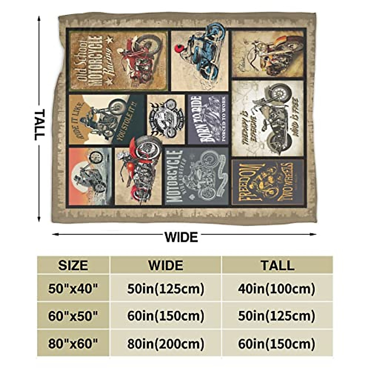 Motorcycle Gifts for Men and Women Throw Blanket for Couch Sofa Bed Plush Throw Fleece Blanket Soft Cozy Bedding for Kids and Adults Bedroom 50x40 Inch
