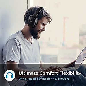 phonicgrid SE7 Hybrid Active Noise Cancelling Headphones, Bluetooth Wireless Headphones, Over Ear Bluetooth Headphones with ENC Clear Calls, Deep Bass, Bluetooth 5.1, 30Hrs for Talk/Music/Work, Black