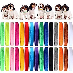 45 Pieces Puppy Whelping Collars Double-Sided Newborn Pet Identification Bands 3 Sizes Adjustable Puppy Collars Soft Colorful Whelp ID Collars for Pet Puppy Kitten, 15 Colors