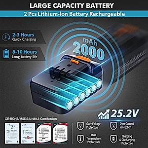 KOMOK Professional Cordless Electric Pruning Shears Secateurs, Smart Garden Orchard Tools 2 Rechargeable 2Ah Battery Tree Branch Pruner with Power Display 42mm/1.65", 8-10 Working Hours