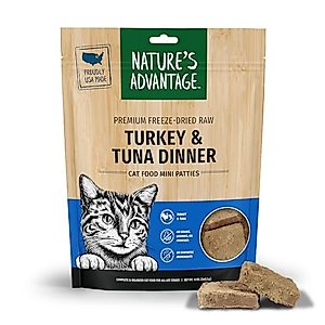 Nature's Advantage Freeze-Dried Raw Turkey & Tuna Dinner Cat Food Mini Patties, 12 oz | Grain Free, High Protein Nutrition