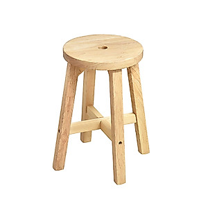 Lestar Round Wooden Stool,Solid Wood Stools,18 Inch Height Solid Wood Plant Stool,Small Wooden Stool for Bedroom Living Room
