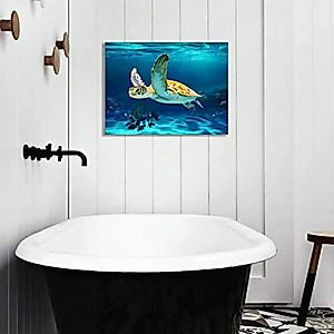 Bathroom decoration Beach decoration Turtle Art Beach bathroom decoration Turtle picture artwork Marine decoration Canvas printing canvas wall art Hawaiian decoration Frame printing bedroom ready