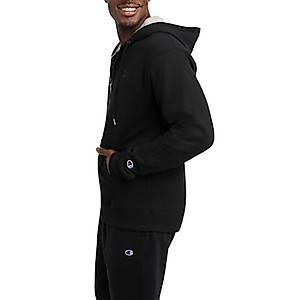 Champion, Powerblend, Comfortable Zip-Up Hoodie Sweatshirt for Men (Reg Tall), Black C Logo, 4X-Large big