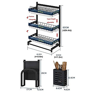 FEHUN Sinks,3-Layer 201 Stainless Steel Rust-Proof Coated Kitchen Countertop Dish Rack Drain Rack