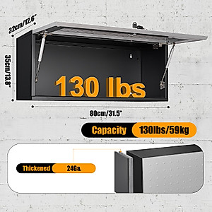 MetalMax Metal Wall Cabinet for Garage Floating Garage Storage Cabinet Wall Mount Shop Cabinet Upper Storage Trailer Cabinet GearBox Flip Up Tool Cabinet Small Wall Steel Cabinet Assembly Required