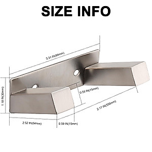 HarJue Bath Towel Hooks, 304 Stainless Steel Robe Towel Hooks Heavy-Duty Waterproof Rustproof Coat Hook for Bathroom and Kitchen-Wall Mounted, Double Towel Holder (Brushed Nickel, 2 Pack)