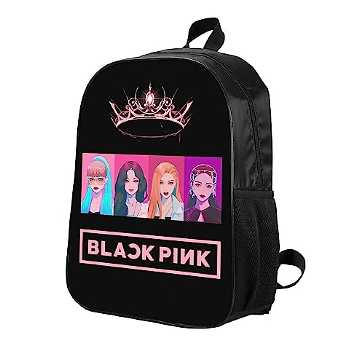 Hascupxs Black Casual Pink Student Backpack Set Daypack Lightweight Girls Laptop Backpack with Insulated Lunch Box School Bookbags for Fans Gifts,crown