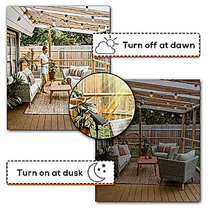 Banord 48ft Solar String Light Outdoor, USB Rechargeable Patio Solar Outdoor Lights with Waterproof & Shatterproof Solar Powered Bulbs Hanging Lights for Backyard, Porch, Garden, Cafe, Camping, Party