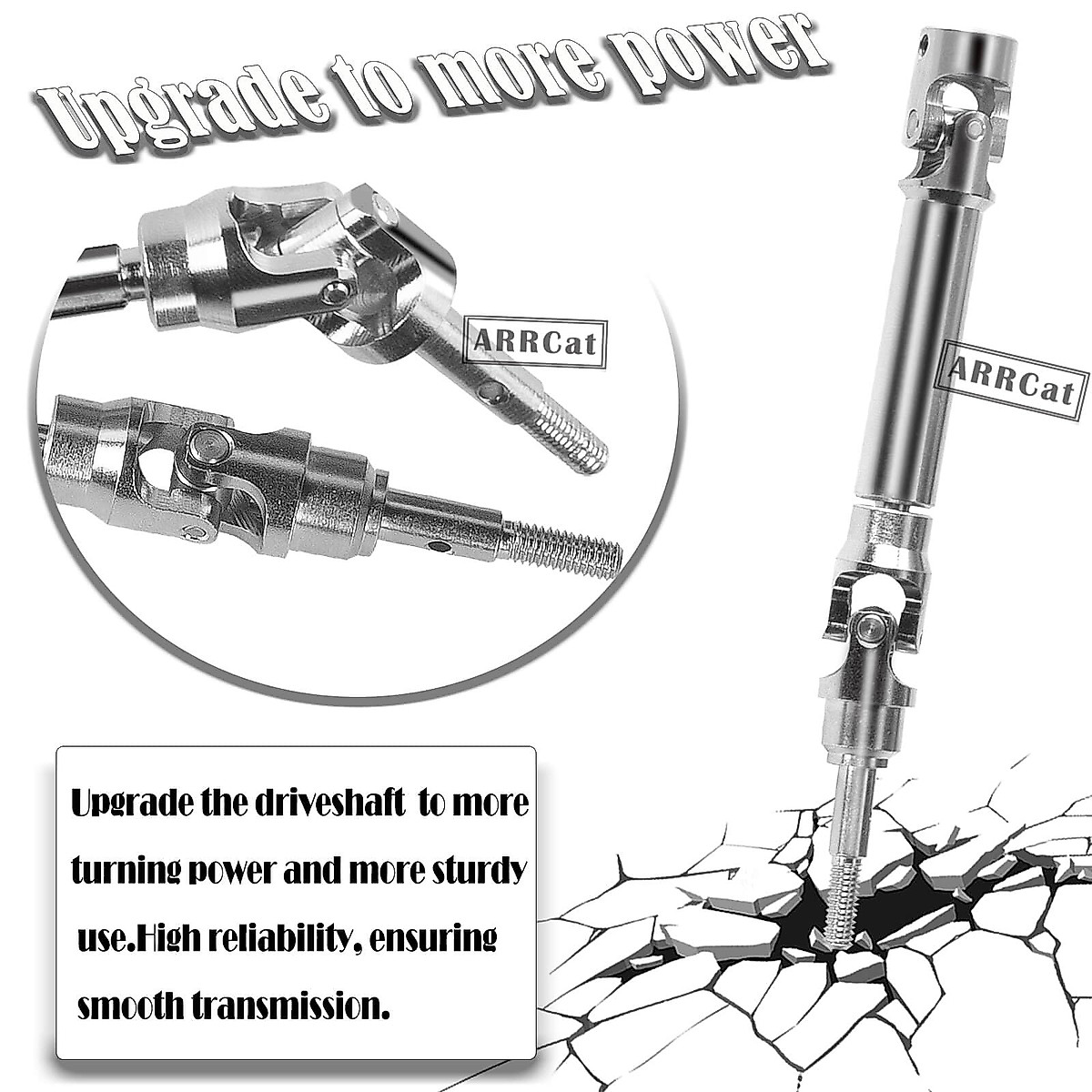 Rc Stainless Steel Front Rear Drive Shaft CVD for 1/10 Rustler VXL 4X4/Stampede VXL 4X4/Hoss VXL 4X4/Slash Platinum/Ultimate/VXL 4x4 4WD RC Car,ARRCat RC Upgrades Part