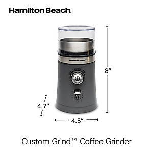 Hamilton Beach Electric Coffee Grinder for Beans, Spices and More, with Multiple Grind Settings for up to 14 Cups, Removable Stainless Steel Chamber, Grey (80396C), 10 oz