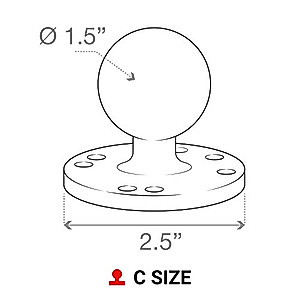RAM Mounts Round Plate with Ball RAM-202U with C Size 1.5" Ball