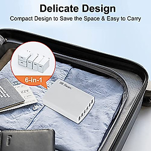 USB Charger 60 Watt 12A 6-Port PowerPort 6 Multi USB Wall Charging Station Multi-Port USB Charger Hub for Apple iPhone/iPad Air/Samsung/Galaxy/Note/LG/HTC/Tablets and More USB Device