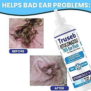 Pet Health Pharma Truseb | Dog Ear Flush Ketoconazole Dog Ear Wash, Cats and Horses, Ketoconazole Tris Ear Flush for Dogs (12 oz) Made in U.S.A (Ketoconazole Ear Flush, 12 oz)