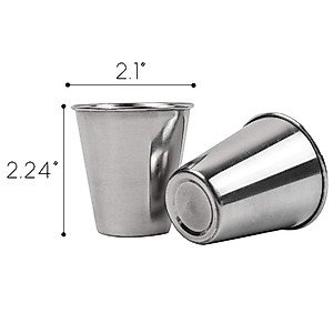 AUEAR, Stainless Steel Shot Glass Espresso Shot Cups Barware Drinking Vessel for Bar Home Restaurant (2.3 Ounce/70 ml, 2 Sets)