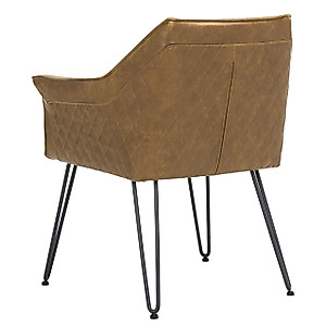 Safavieh Home Esme Mid-Century Modern Light Brown Faux Leather Dining Chair, Set of 2