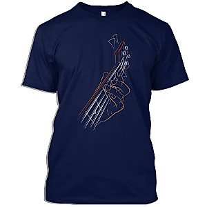 Bass Guitar Tshirt Vintage Playing Bass Guitar Matching Bassist Musician Bass Lovers T-Shirt for Men Women (Navy - L)