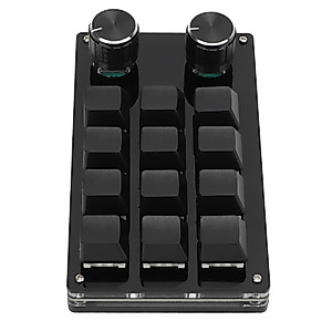 Sonew One Handed Mechanical Keyboard 12 Key RGB Gaming Keyboard DIY Programmable Keypad for Office Gaming Lab(Full Black)