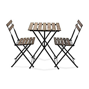 EventStable French Bistro Folding Table and Chair Set - Durable Folding Wood Table Bistro Set - Bistro Patio Set for Outdoor Garden Backyard Porch