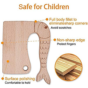 LETTO & TAILOR Wooden Kids Knife for Cooking, Children's Safe knives, Montessori kitchen Tools for Toddlers, Chopper, Cutting Fruit and Vegetable (For 2-10 Years Old)