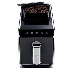 Tchibo Single Serve Coffee Maker Black - Automatic Espresso Coffee Machine with Induction Milk Frother for Rich, Creamy Froth - Built-in Bean Grinder, No Coffee Pods Needed