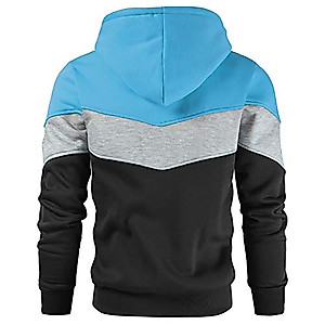 Gesean Mens Hoodie Pullover Hooded Sweatshirt Top Blue Medium