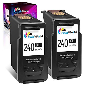 ColoWorld Remanufactured 240XL Black Ink Cartridge Replacement for Canon PG-240XL for Pixma MG3620 MG3600 MG3520 MG2120 MX472 MX452 MG3220 MX432 MG2220 MX512 MG3122 MG3222 MG3120 Printer (2 Pack)