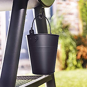 Grisun Grill Drip Grease Bucket & 15-Pack Liners for Traeger, Pit Boss, Camp Chef, Oklahoma Joe's, Z Grill, Black Galvanized Steel Metal Pail with Disposable Aluminum Grill Bucket Liner/Drip Insert