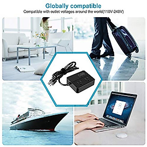 Power Strip with 2 Outlets and 3 USB Ports (1250W/10A), Desktop Charging Station 5 ft Extension Cord, No Surge Protector, Small Size for Home, Indoor, Dorm Room Essentials, Office - Black