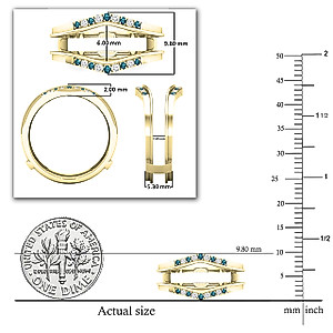 Dazzlingrock Collection 0.12 Carat (ctw) 10K Blue & White Diamond Anniversary Enhancer Guard Wedding Band, Yellow Gold, Size 7